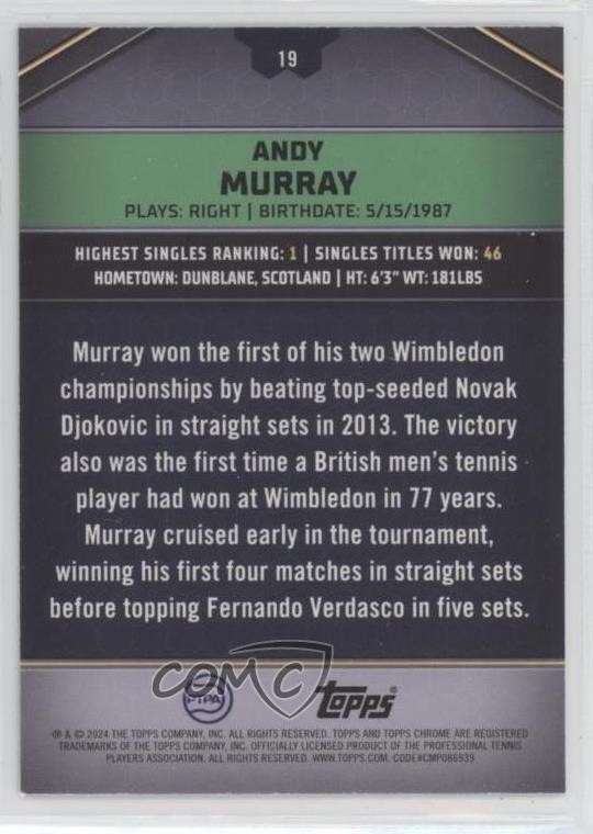 2024 Topps Graphite Andy Murray #19 Rookie RC | eBay