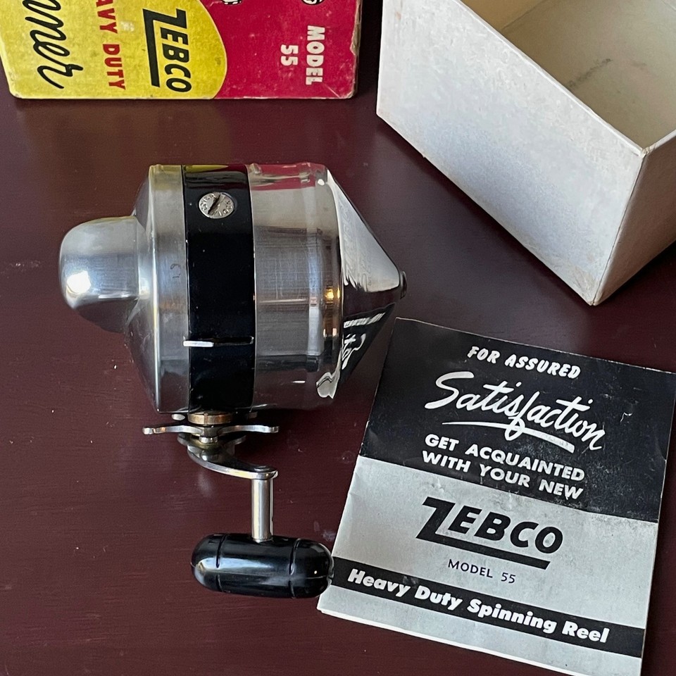 Vintage Zebco Model 55 Heavy Duty Spinner Fishing Reel in Box | eBay