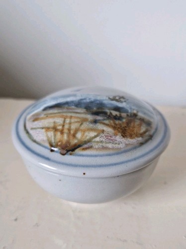 Highland Stoneware Scotland Pottery Lidded Trinket Pot, Coastal Sea ...