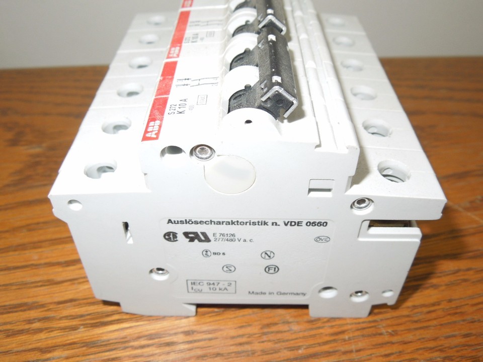 3- ABB E76126 S 272 K 10A 2p 415V / 277/480V Din Rail Mount Breaker ...