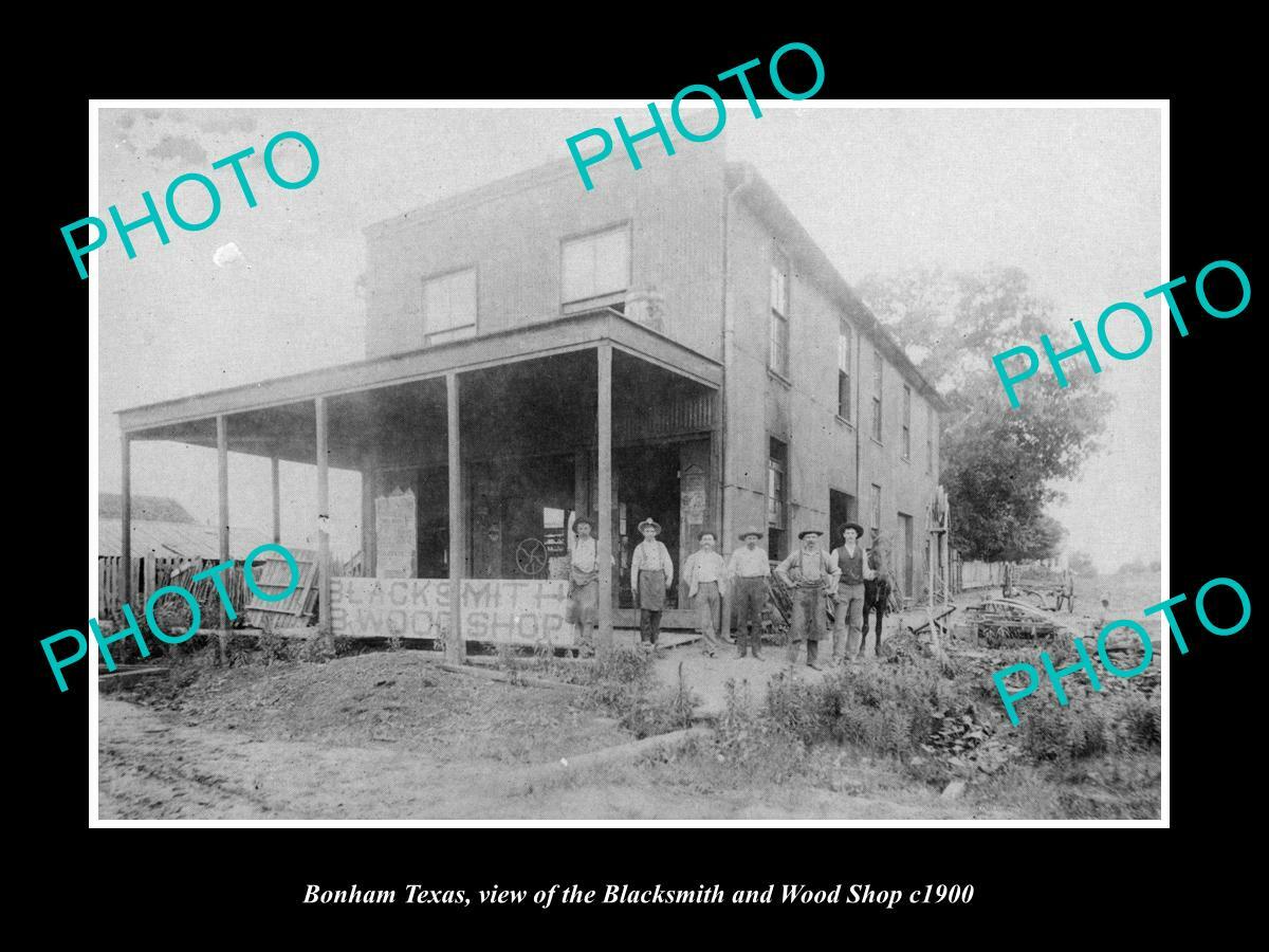 OLD 8x6 HISTORIC PHOTO OF BONHAM TEXAS THE BLACKSMITH & WOOD SHOP c1900 ...