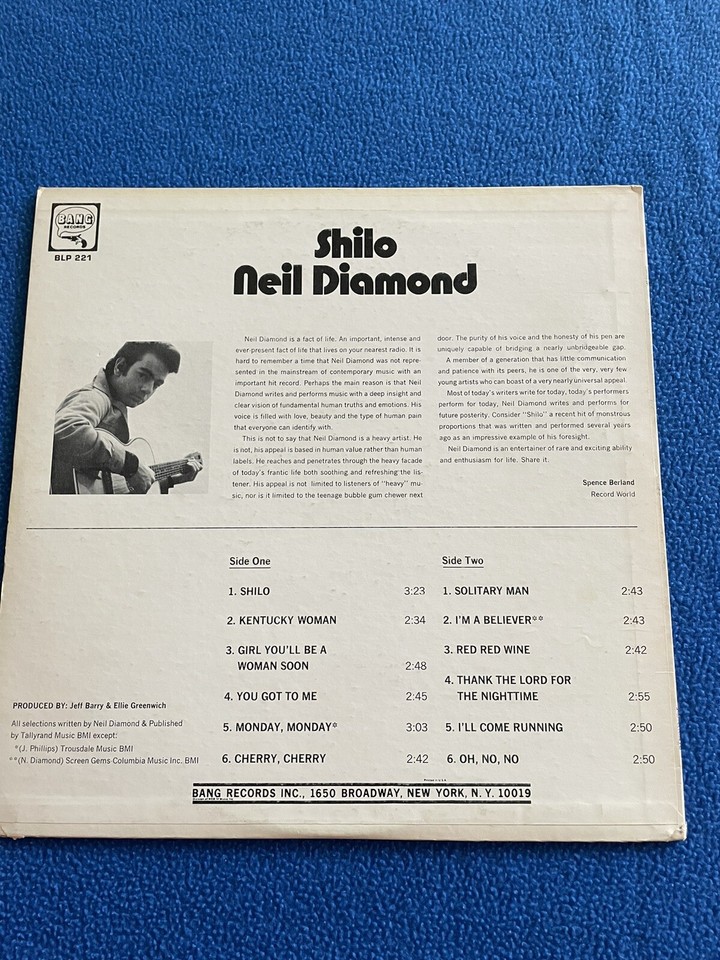 Neil Diamond - “Shilo” 1970 Bang Records BLP 221 Stereo | eBay