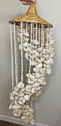 White Spiral Sea Shell Hanger Wind Chime Decor Beach House Boho Ocean ...