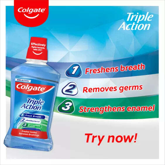 Colgate Triple Action Zero Alcohol Mouthwash, 8.45oz (250ml) | eBay