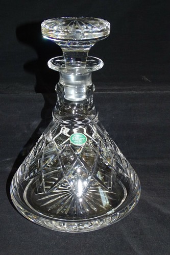 Stuart England 2 Cut Glass Decanters w/ Stoppers - Orig. Stickers - 1 ...