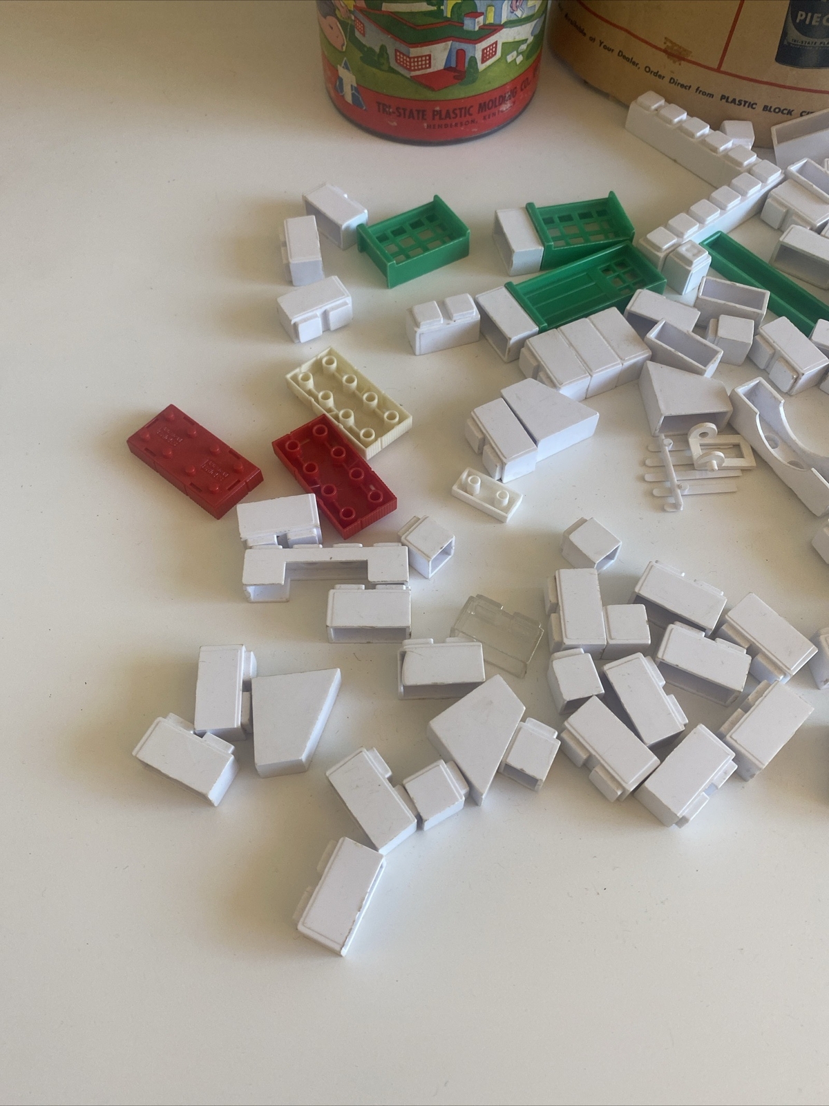 Vintage Block City Inc Plastic Building Set w/ Canister Instructions ...