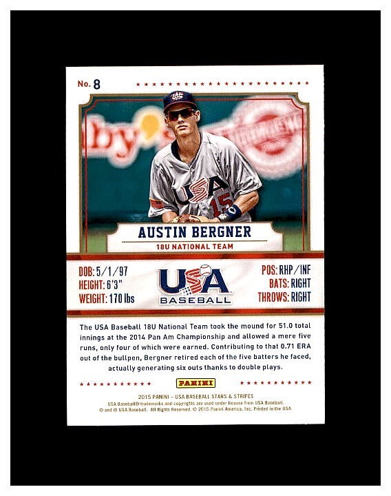 2015 USA Baseball Stars and Stripes #8 Austin Bergner MINT | eBay