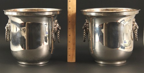 Pr Antique Silver Plate PEDRO DURAN for Alpadur Lion Head Champagne Ice ...