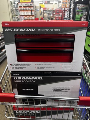 U.S. General Mini Toolbox Red 2-Drawer Steel #72438 New In Box (Harbor ...
