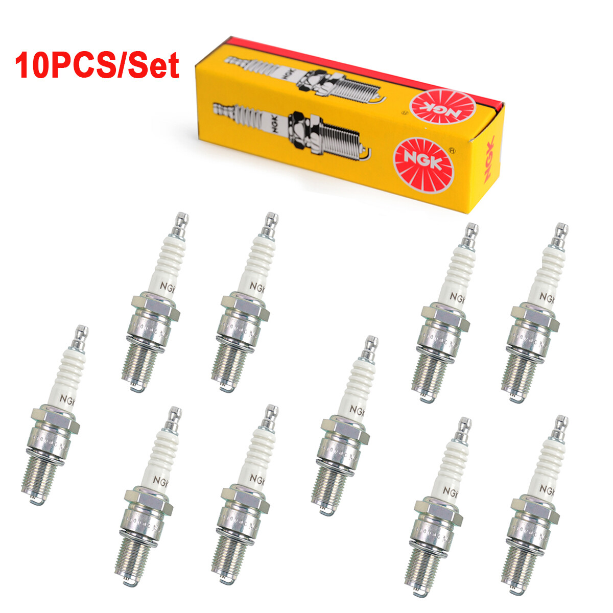 10PCS NGK Standard Spark Plugs Universal For Honda Kawasaki Yamaha B8ES ...