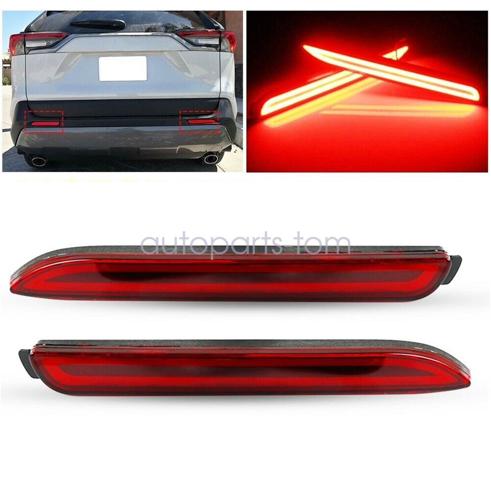 3 Function LED Brake Driving Signal Light Bumper Reflector fit 15-UP ...