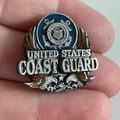 Vintage Pewter United States Coast Guard Enamel Lapel Pin USCG | eBay