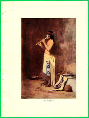 1934 PRINT ~ NATIVE AMERICAN ~ HOPI FLUTE BOY ~ HOPI FLUTE SOCIETY | eBay