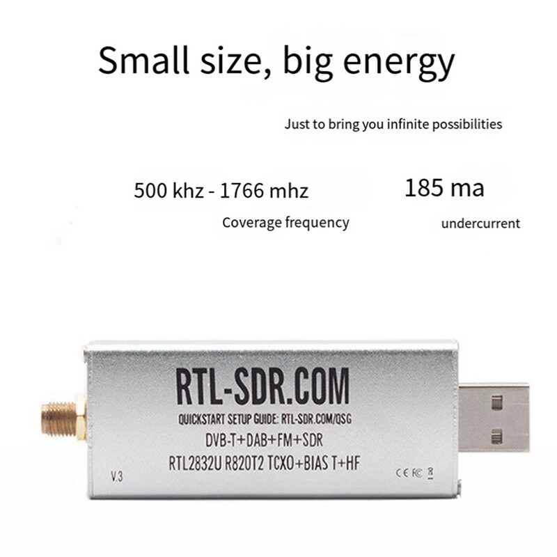 Dongle Receiver RTL-SDR V3 R820T2 RTL2832U 1PPM TCXO SMA RTLS SDR ...