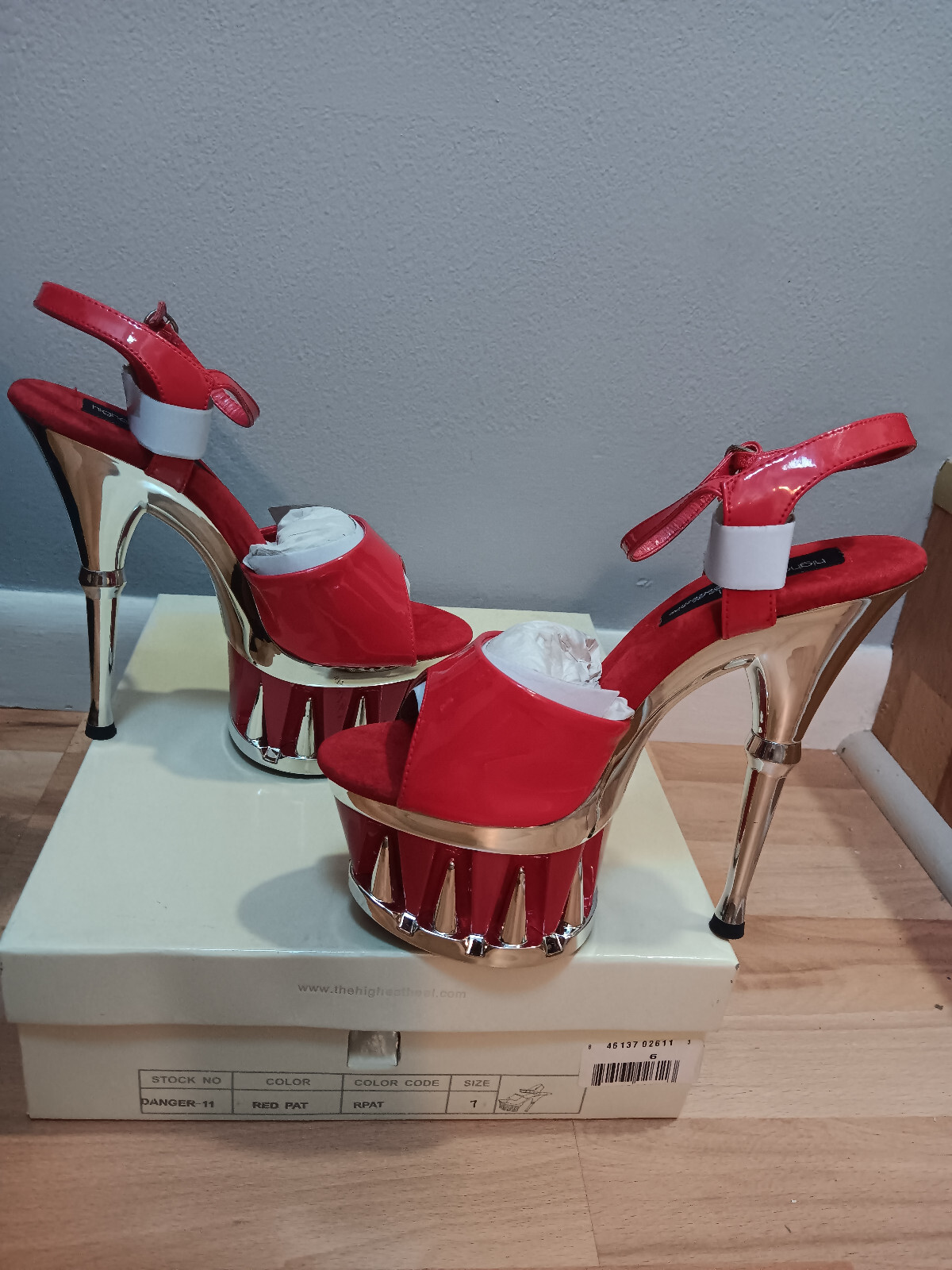 Highest Heel Collection 6 1/4" Danger-11 Patent Red w/silverspike ...