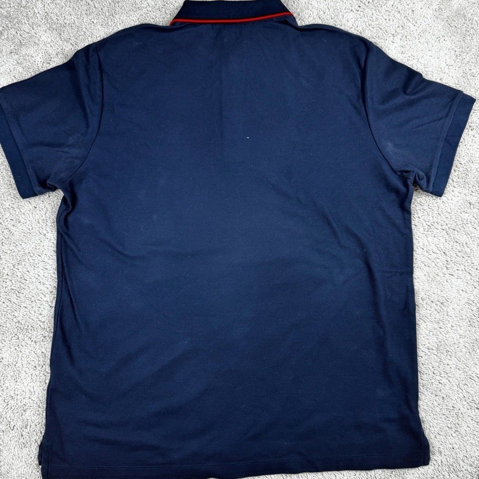 Burberry Mens Navy Blue Polo Shirt Red Trim TB Logo Size XL | eBay UK