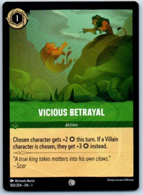 Vicious Betrayal 100/204 Disney Lorcana Trading Card Single | eBay