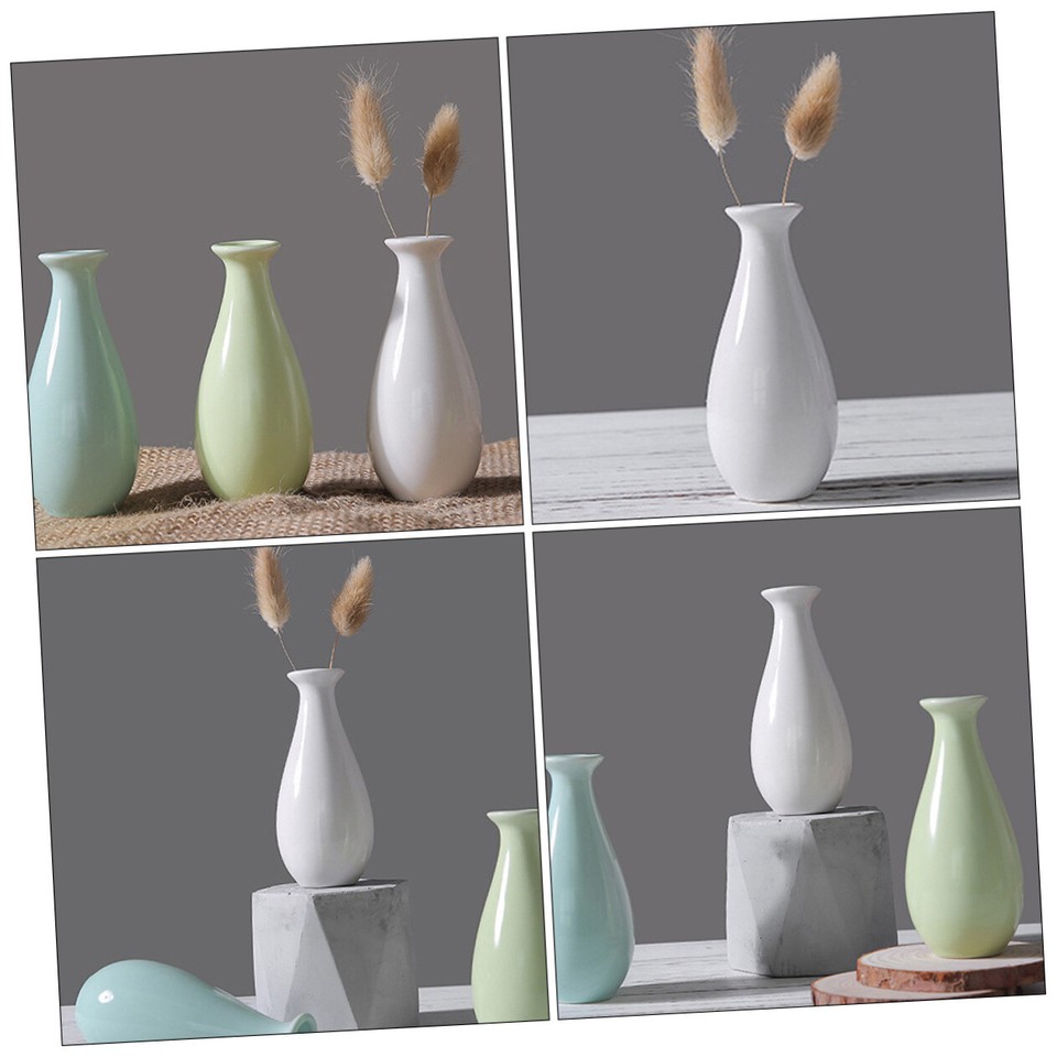 2Pcs White Ceramic Vases Simple Flower Vase Modern Countertop Home ...