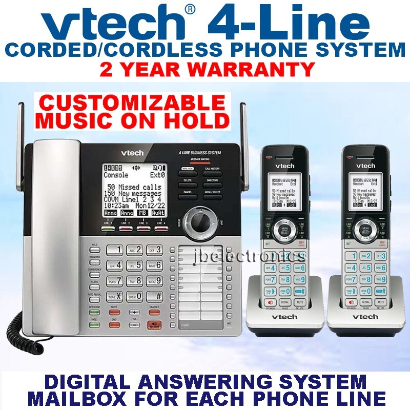VTECH CM18445 4-LINE PHONE WITH 2 CORDLESS HANDSETS - MUSIC ON HOLD | eBay