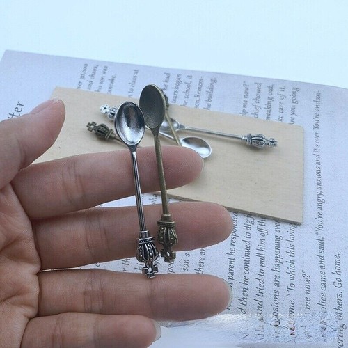 6PC Vintage Silverware 1/6 Scale Dolls House Miniature Spoons Kitchen ...