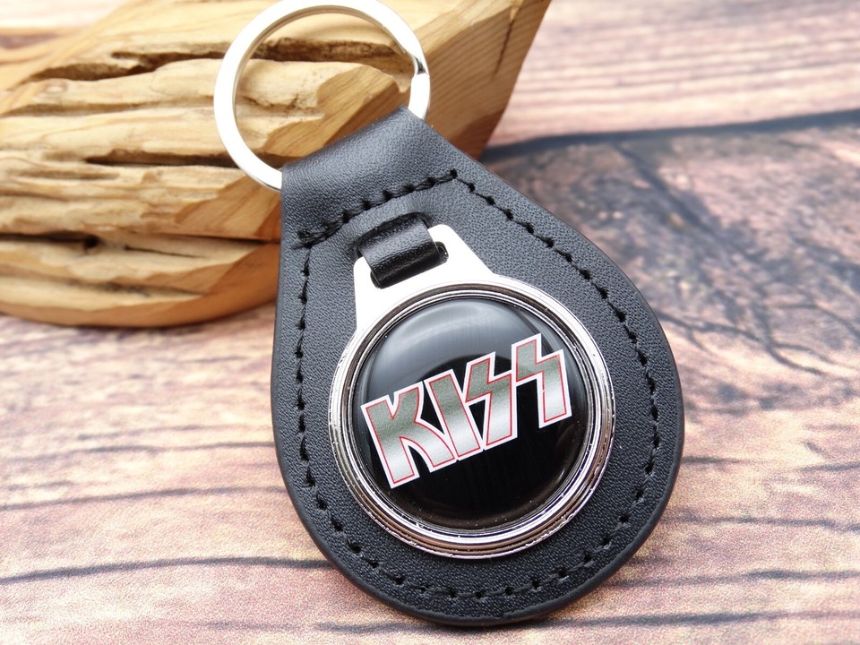 NOS RARE 1970s VINTAGE KISS GENUINE Leather Key Chain Ring Fob GENE ...
