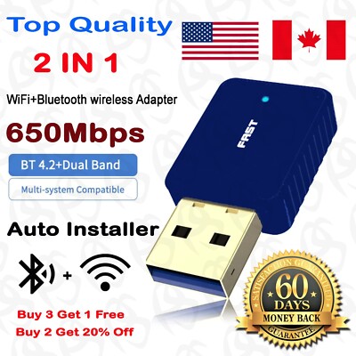 Dual Band 650Mbps USB WiFi + Bluetooth Wireless Network Adapter for ...