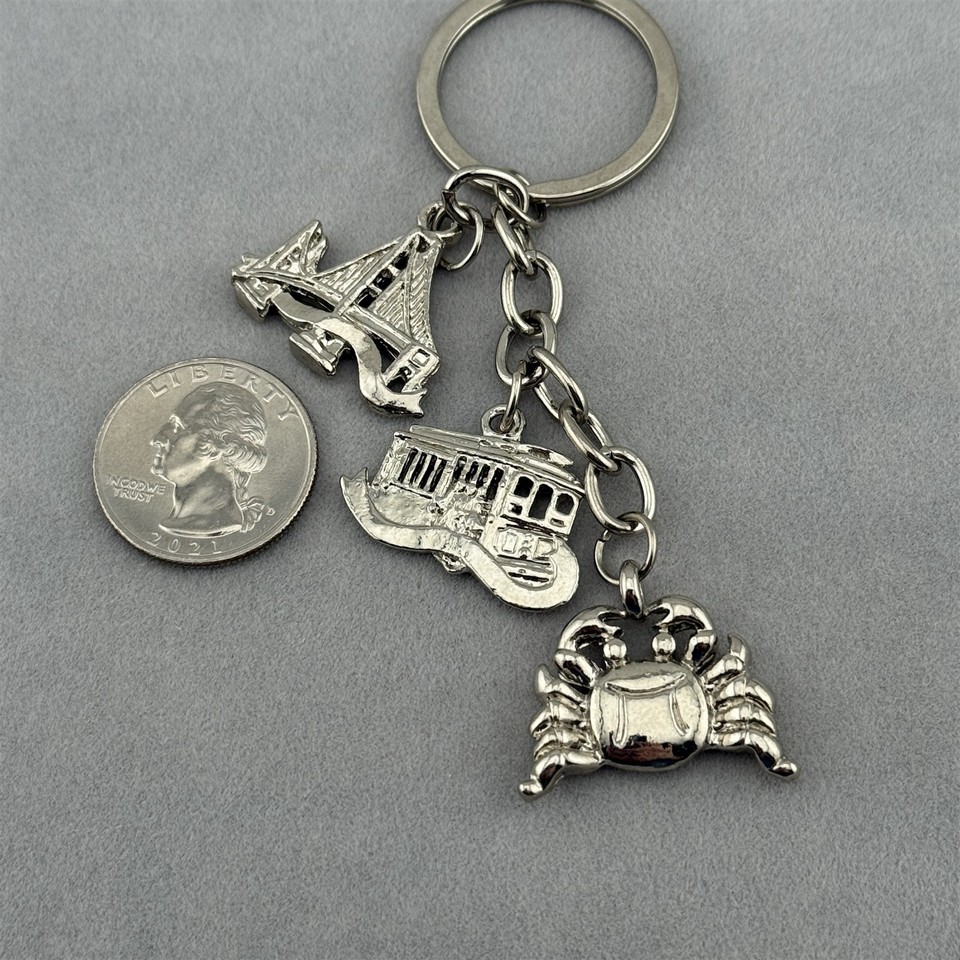 San Francisco Golden Gate Bridge Cable Car Crabs Charms Keychain Key ...