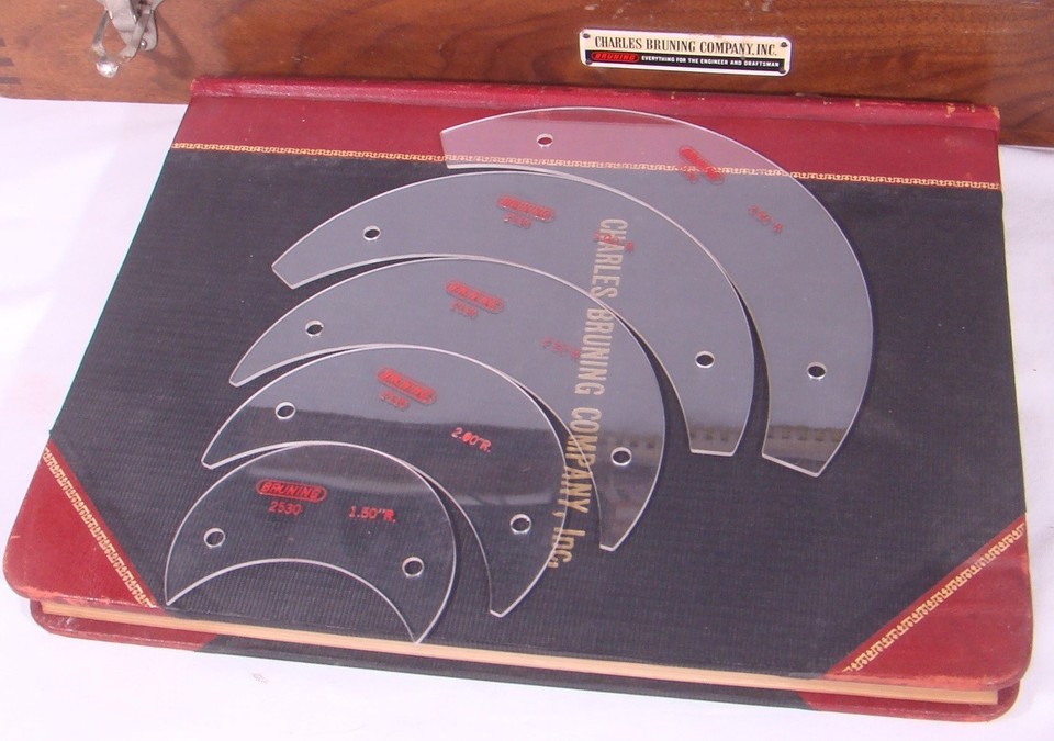 Vintage Charles Bruning 50 Curve Set Highway & Railroad Drafting Tools ...