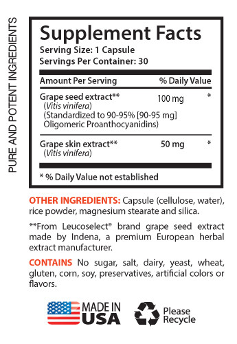 Vitis Vinifera Capsules - GRAPE SEED 150MG EXTRACT - Dietary Supplement - 1Bot | eBay
