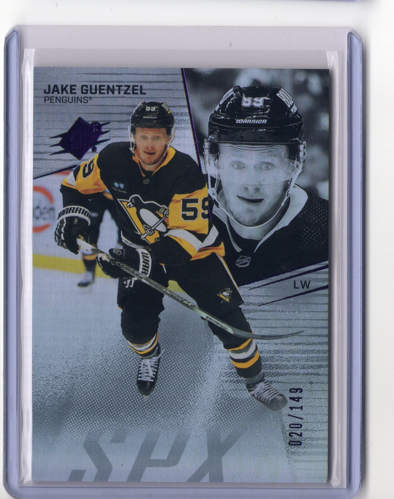 Jake Guentzel SPX Colored Holofoil card 29 #d 020/149 2022-23 UD SPX ...