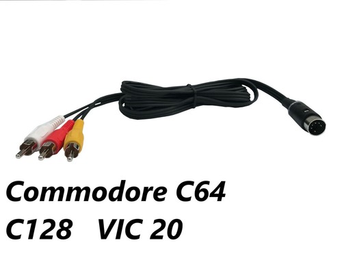 COMMODORE 64 / 128 / VIC 20 Composite Audio Video TV Cable AV C64 C128 ...