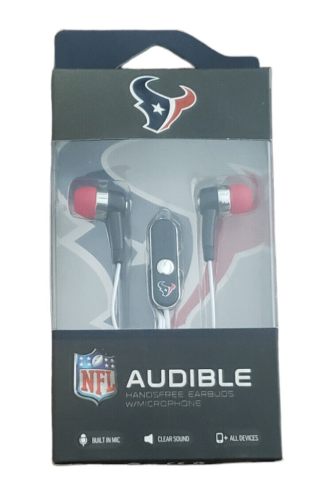 Houston Texans NFL Team Logo Stereo Hands-free Earbuds with Microphone ...