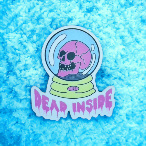 Pink Dead Inside Skull Globe Sticker Spooky Pastel Goth Cute Creepy ...