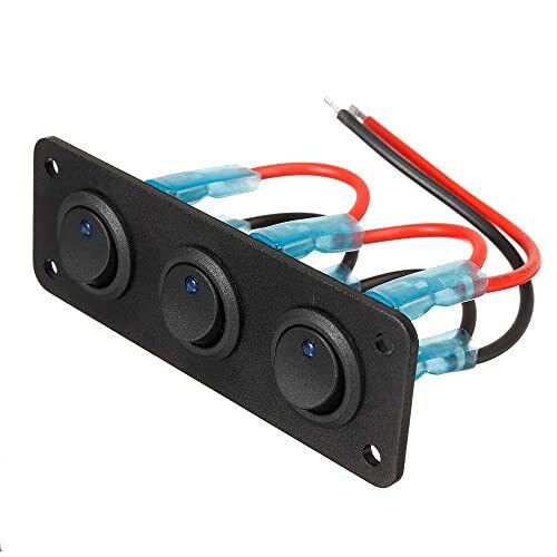 3 Gang 9 Pin Rocker Switch Panel Toggle Switches Panel DC12-24V 20A ON ...