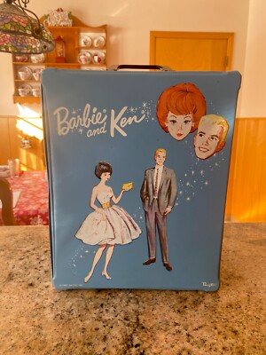 VINTAGE 1963 Ponytail BARBIE AND KEN DOUBLE DOLL CARRYING CASE BLUE | eBay