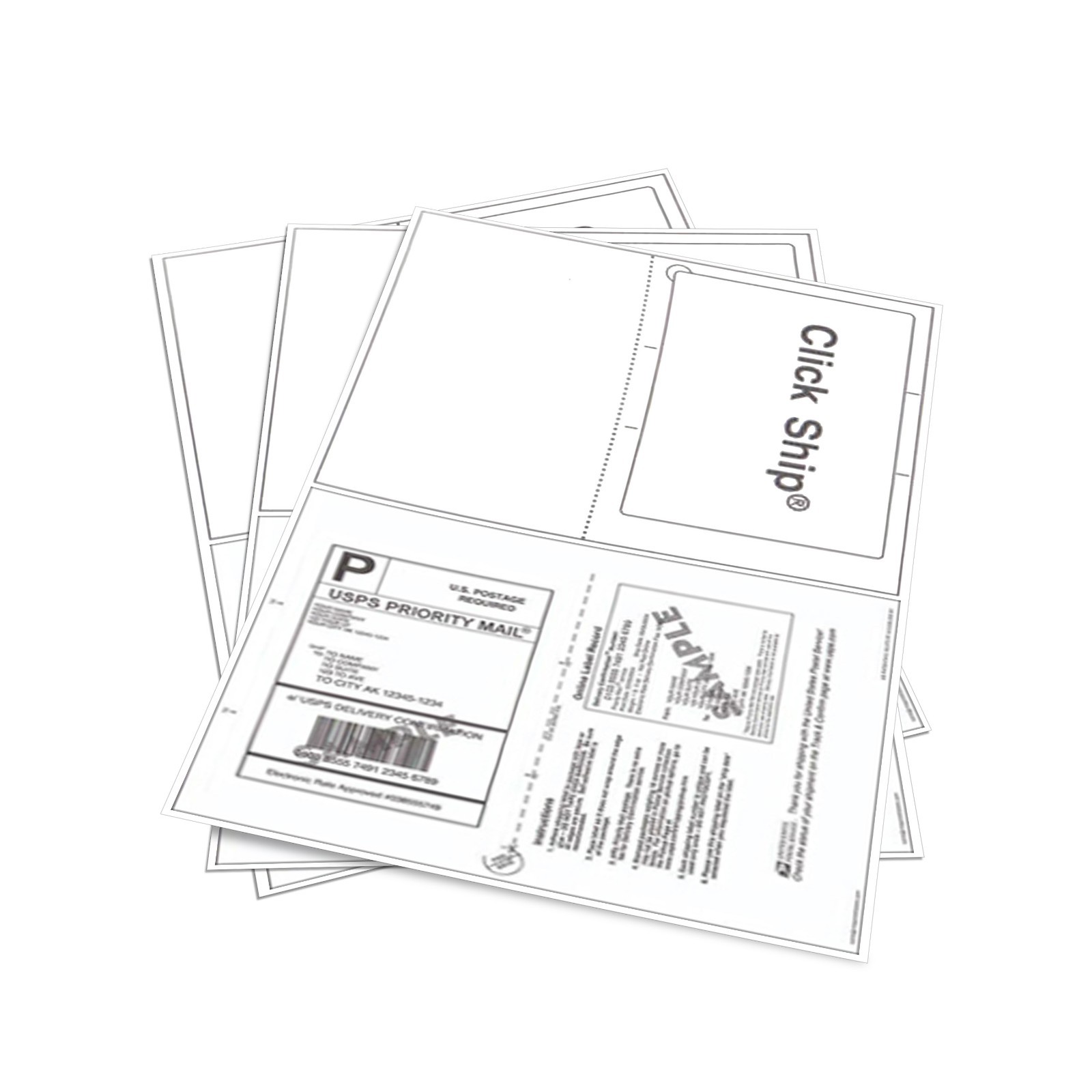 500 Click-N-Ship labels with & tear off receipt - New - Made in USA ...