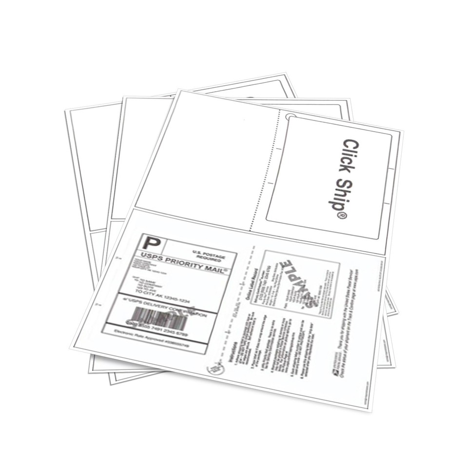 500 Click-N-Ship labels with & tear off receipt - New - Made in USA ...