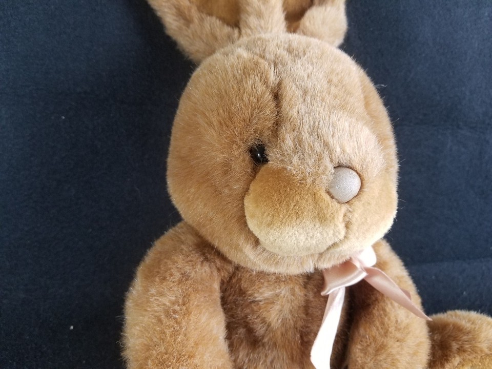 WalMart Brown Bunny Rabbit Bow stuffed plush 16" Sitting | eBay