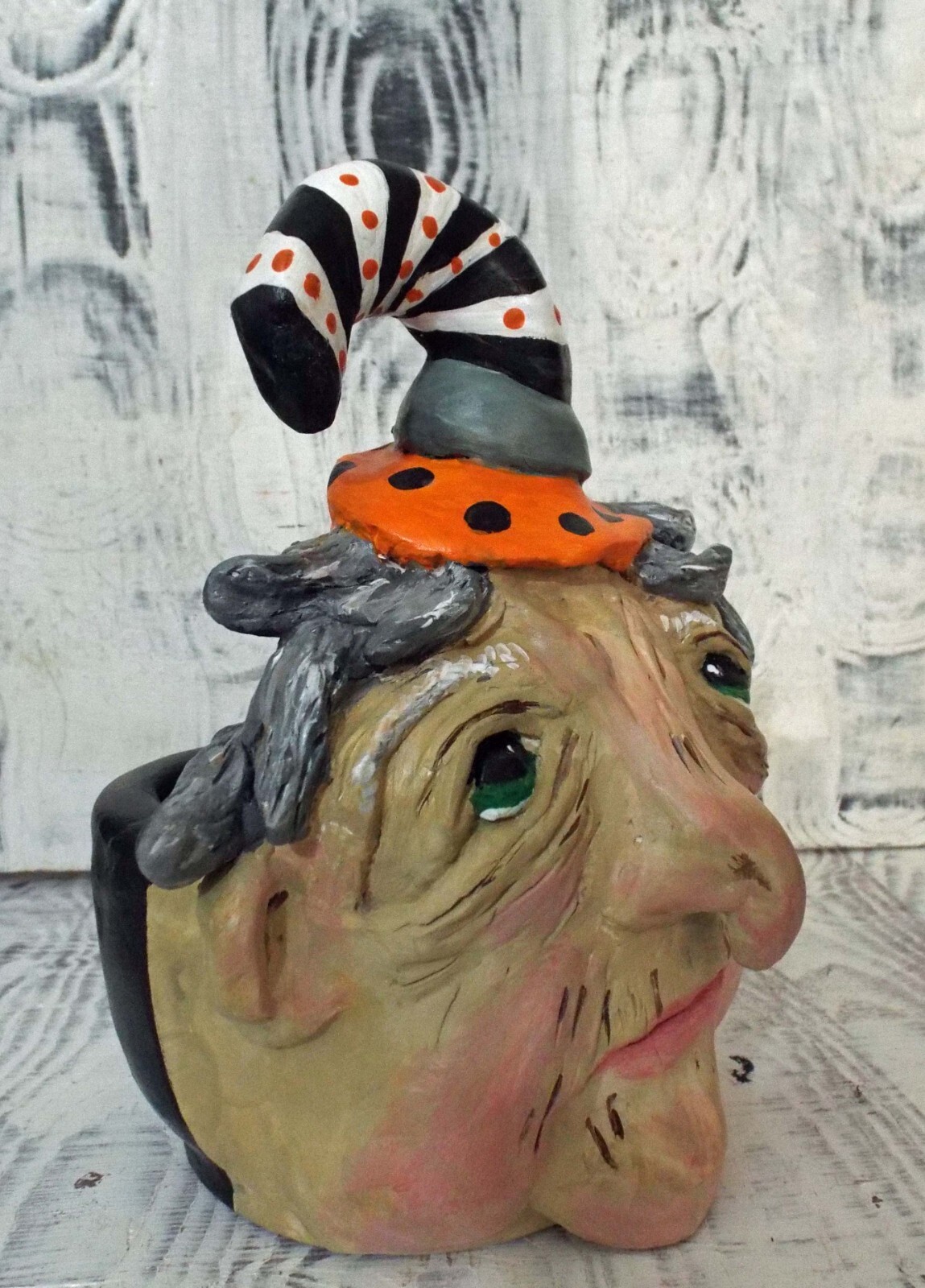 One of a Kind Pottery Halloween Witch Pottery Pot Big Bell Witch | eBay