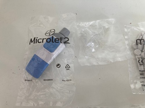 Microlet 2 Adjustable Lancing Device With AST Clear Cap & 100 Lancets ...