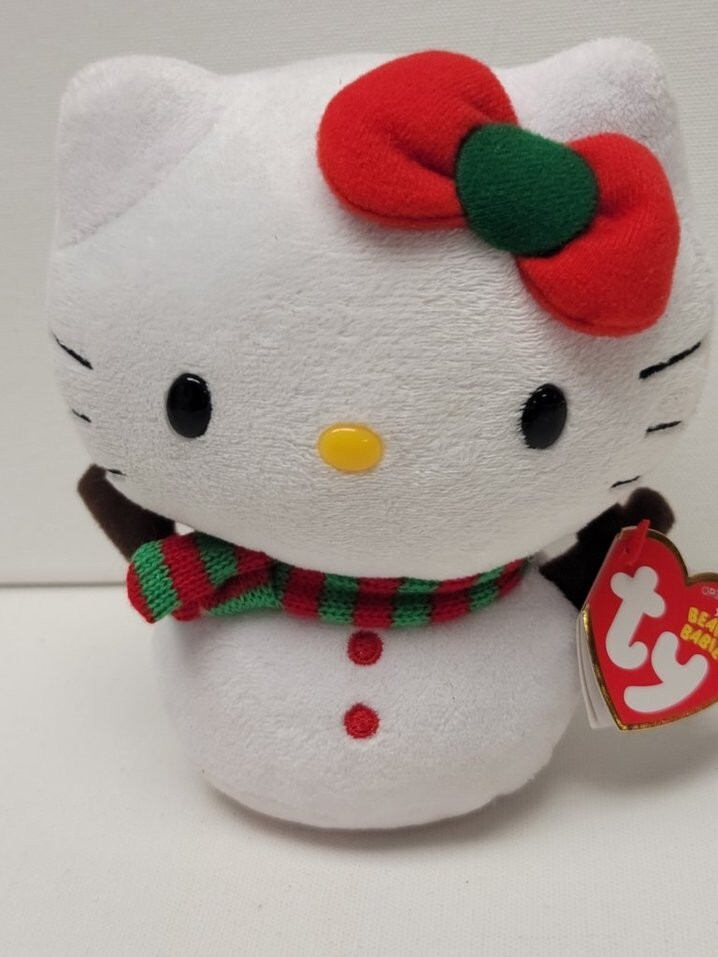 Ty Beanie Baby Hello Kitty Snowkitty Christmas Snowgirl Snowman 6" 15cm ...