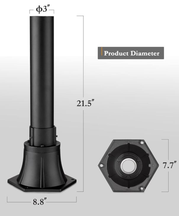 Outdoor Post Light Pole with Base, HWH outside Lamp Post Accessories ...
