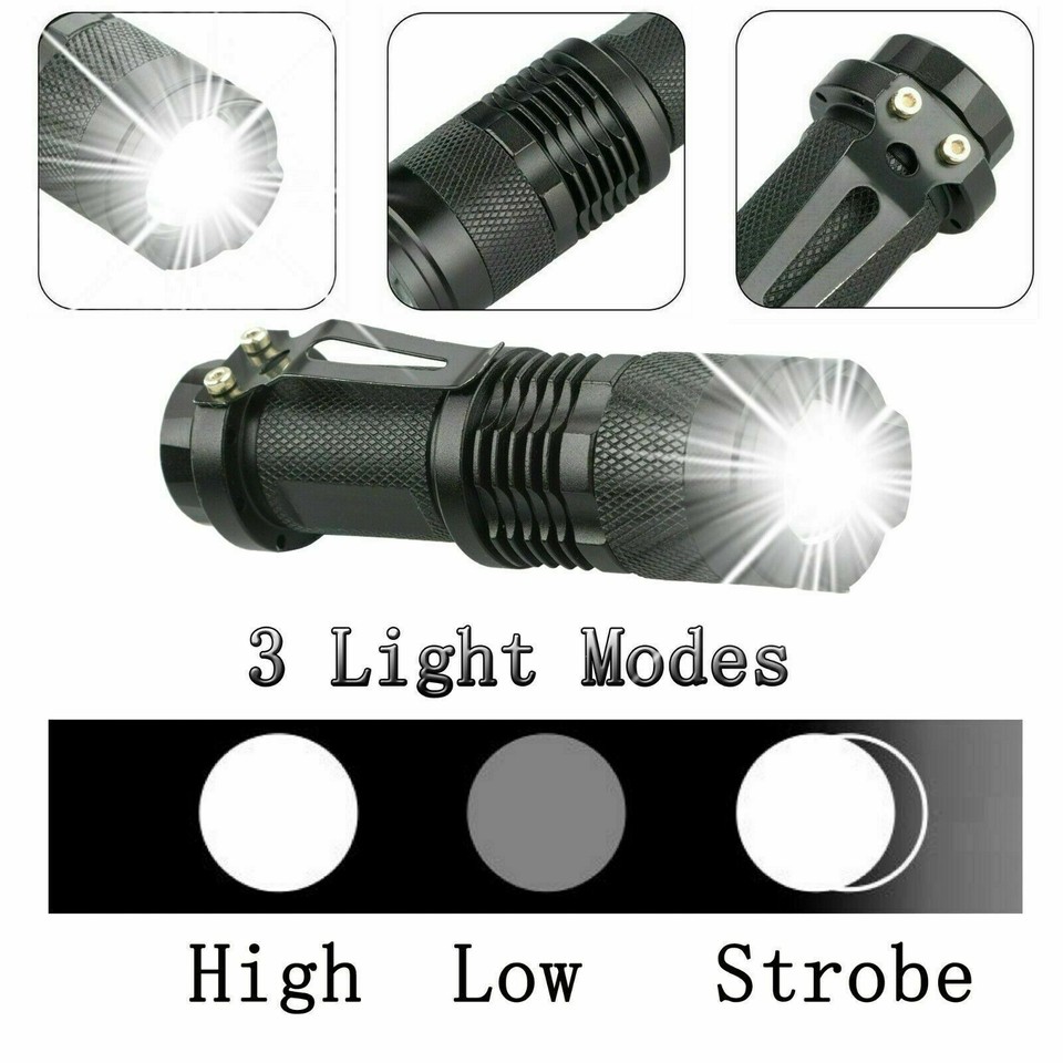 2Pack Tactical LED Flashlight Military Grade Torch Small Ultra Bright ...