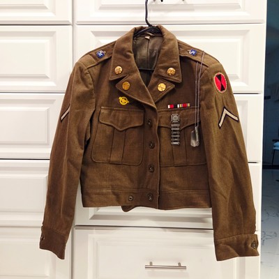 ORIGINAL WWII US ARMY M1944 AGSU CLASS A IKE JACKET 32D INFANTRY ...