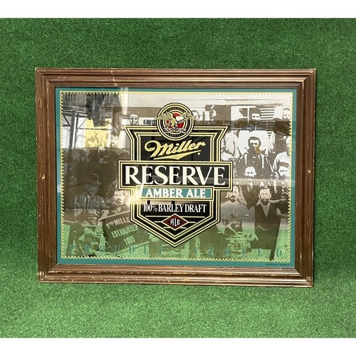 VINTAGE MILLER RESERVE AMBER DRAFT BEER MIRROR SIGN 70’s 80’s BAR GIFT ...