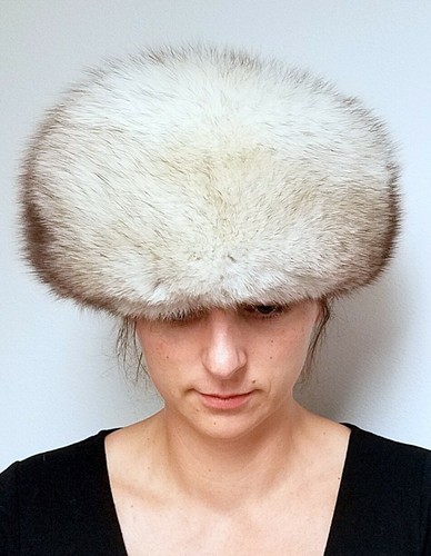 Russian Blue Fox Fur Trimmed Winter Hat for WomenZhiv… - Gem
