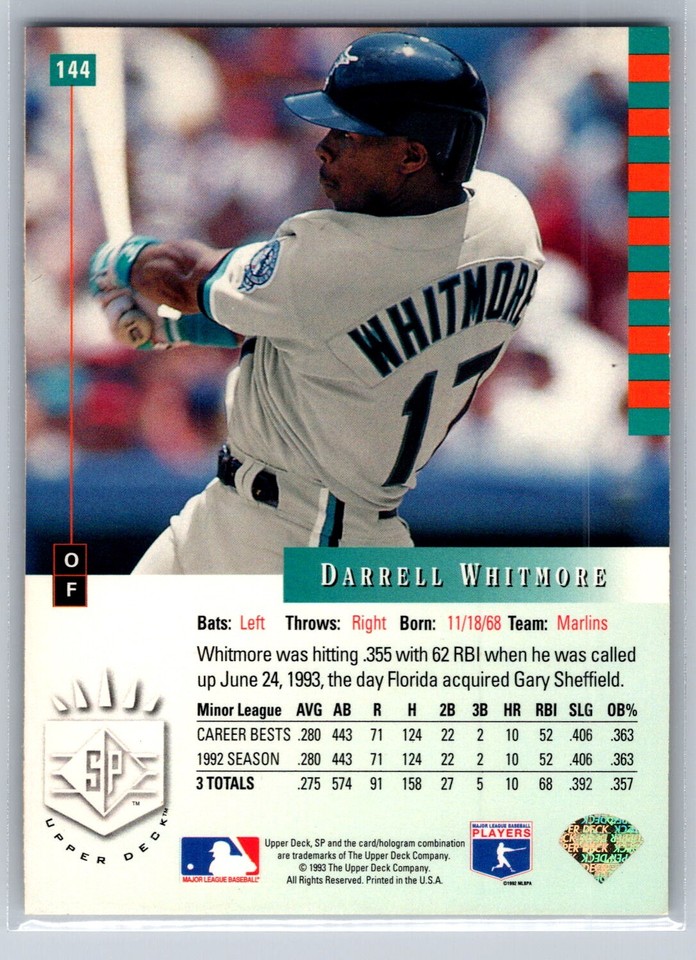 1993 SP Baseball Card #144 Darrell Whitmore Florida Marlins | eBay
