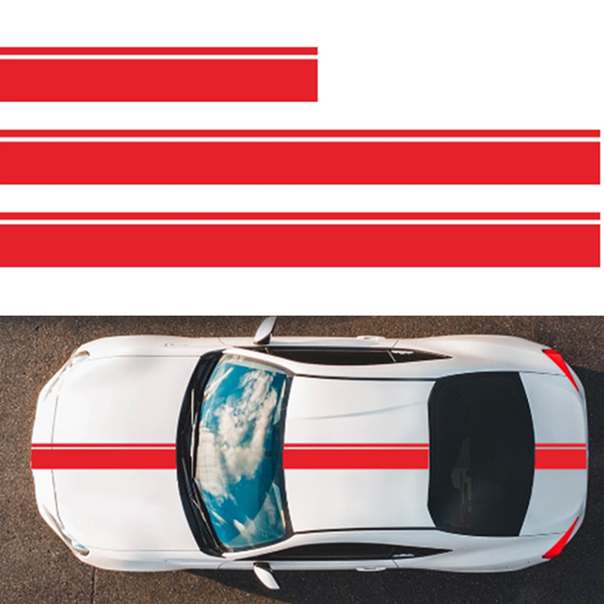 Red Racing Hood Roof Stripes Decal Vinyl Stickers for Car SUV Universal ...