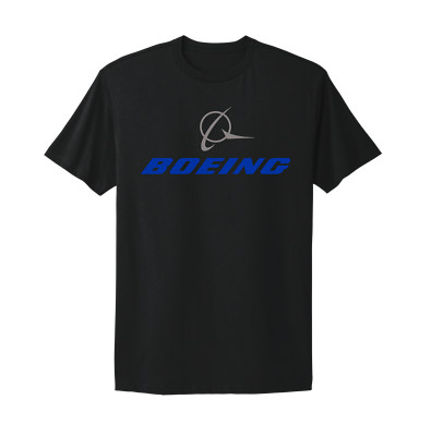 Boeing Aerospace Aviation American Aircraft Company Blue Logo Black T ...