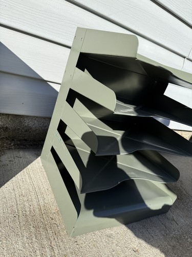 VERTIFLEX Insustrial Metal Desk Paper Organizer 5 Tray Tier File Green ...